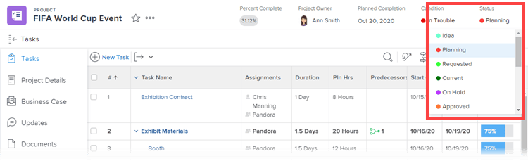 Reorder group statuses | Adobe Workfront
