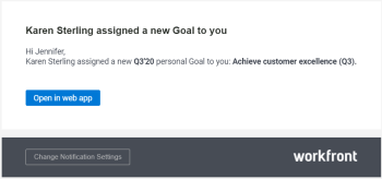 Enable Adobe Workfront Goals notifications | Adobe Workfront