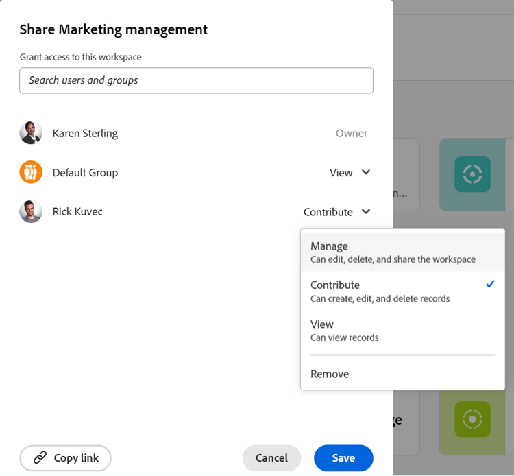 Share Workspaces | Adobe Workfront