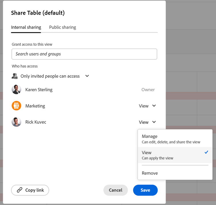 Share Views | Adobe Workfront