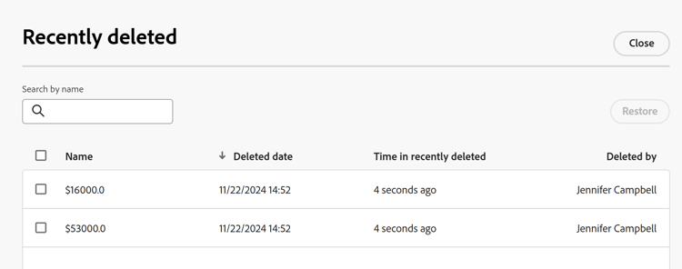 Restore Deleted Records | Adobe Workfront
