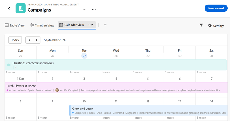 Manage the calendar view | Adobe Workfront