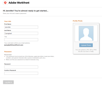 Receive email invitations and create a password for Adobe Workfront | Adobe Workfront