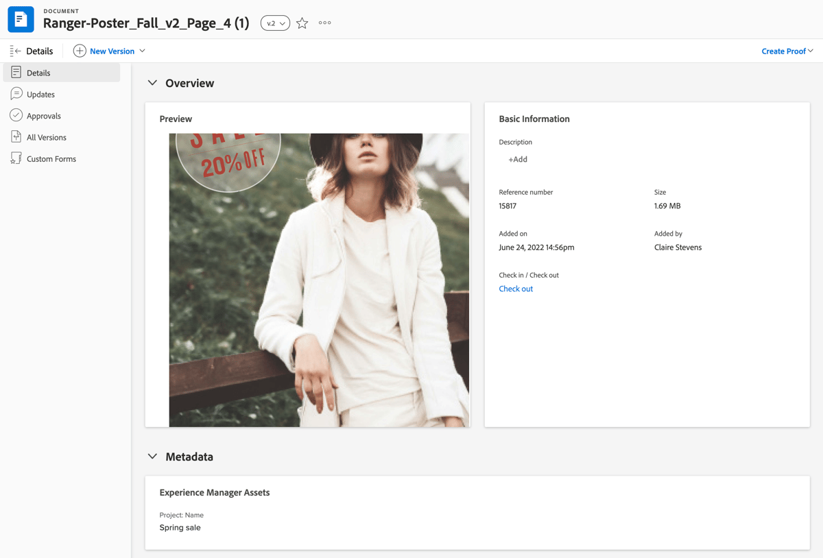 View mapped metadata for Experience Manager Assets or Assets Essentials ...