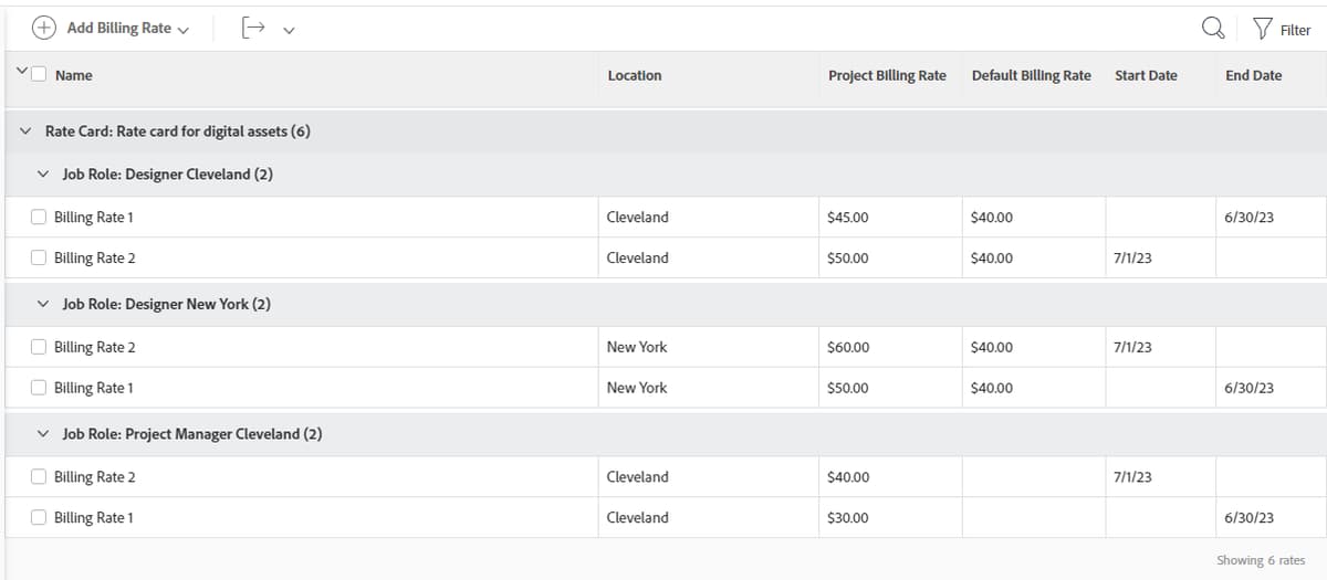 Attach a rate card to a project | Adobe Workfront