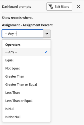 Filter a Canvas Dashboard | Adobe Workfront