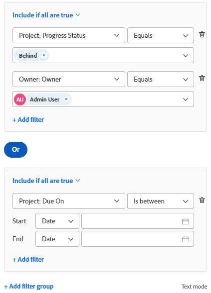 Filters overview | Adobe Workfront