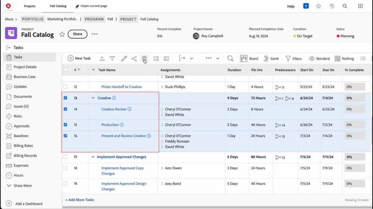 Work with project tasks | Adobe Workfront