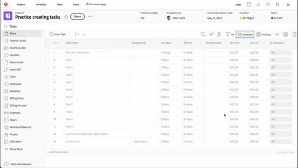 Work with project tasks | Adobe Workfront