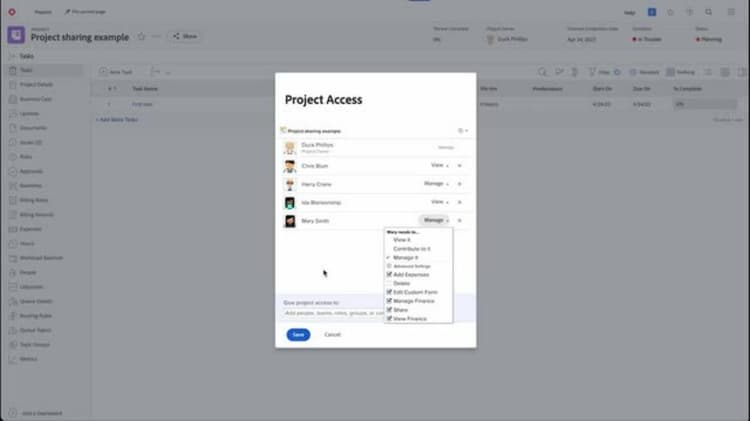 Manage a project | Adobe Workfront