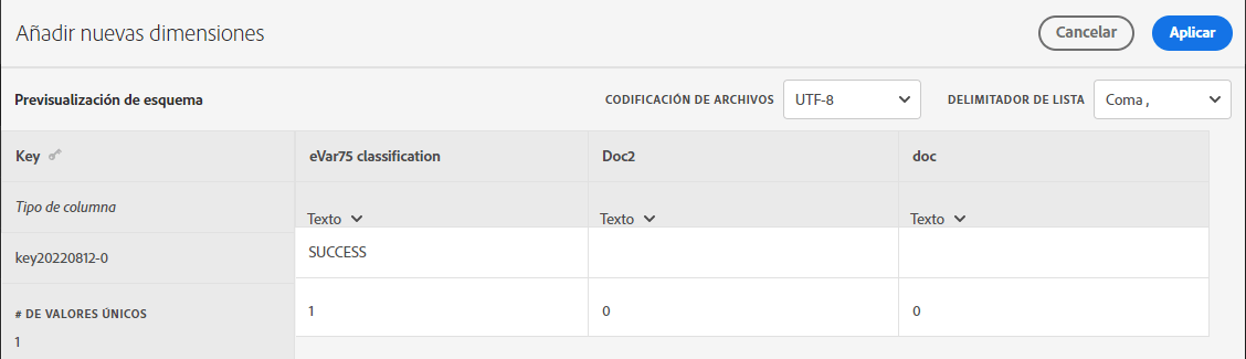 Esquema del conjunto de clasificación | Adobe Analytics