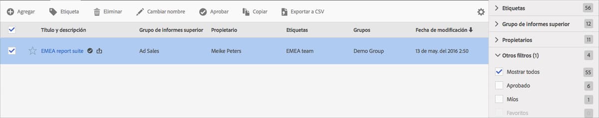 Administrar grupos de informes virtuales | Adobe Analytics