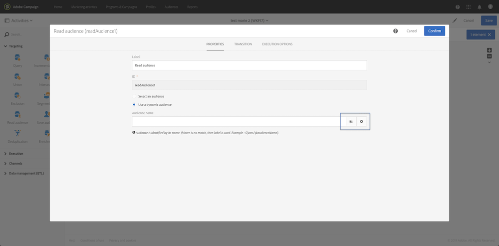Personalización de un flujo de trabajo con parámetros externos | Adobe Campaign