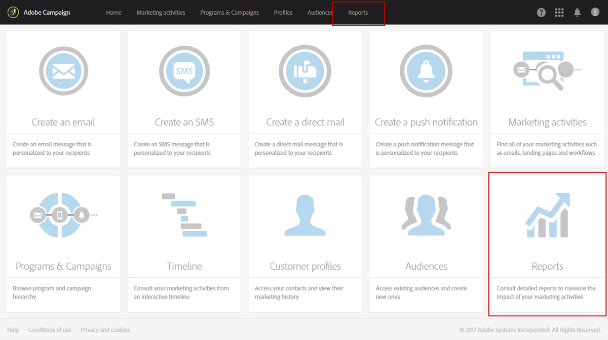Introducción a los informes dinámicos | Adobe Campaign