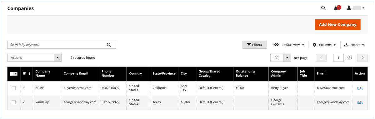 Asignar un administrador de empresa | Adobe Commerce