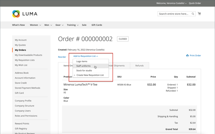Listas de solicitudes | Adobe Commerce