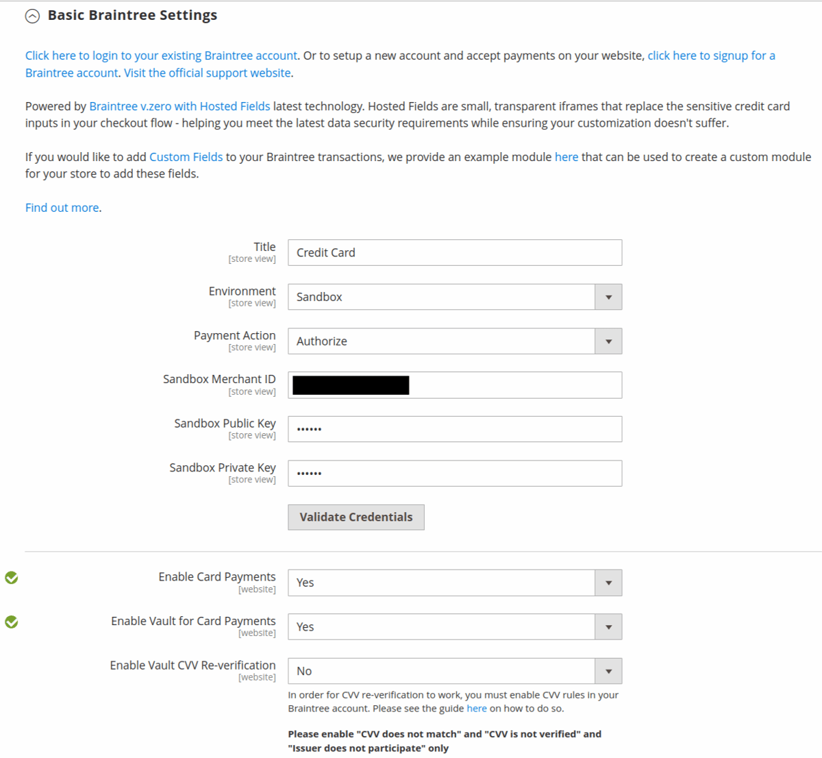 Sales > Payment Methods > Braintree | Adobe Commerce
