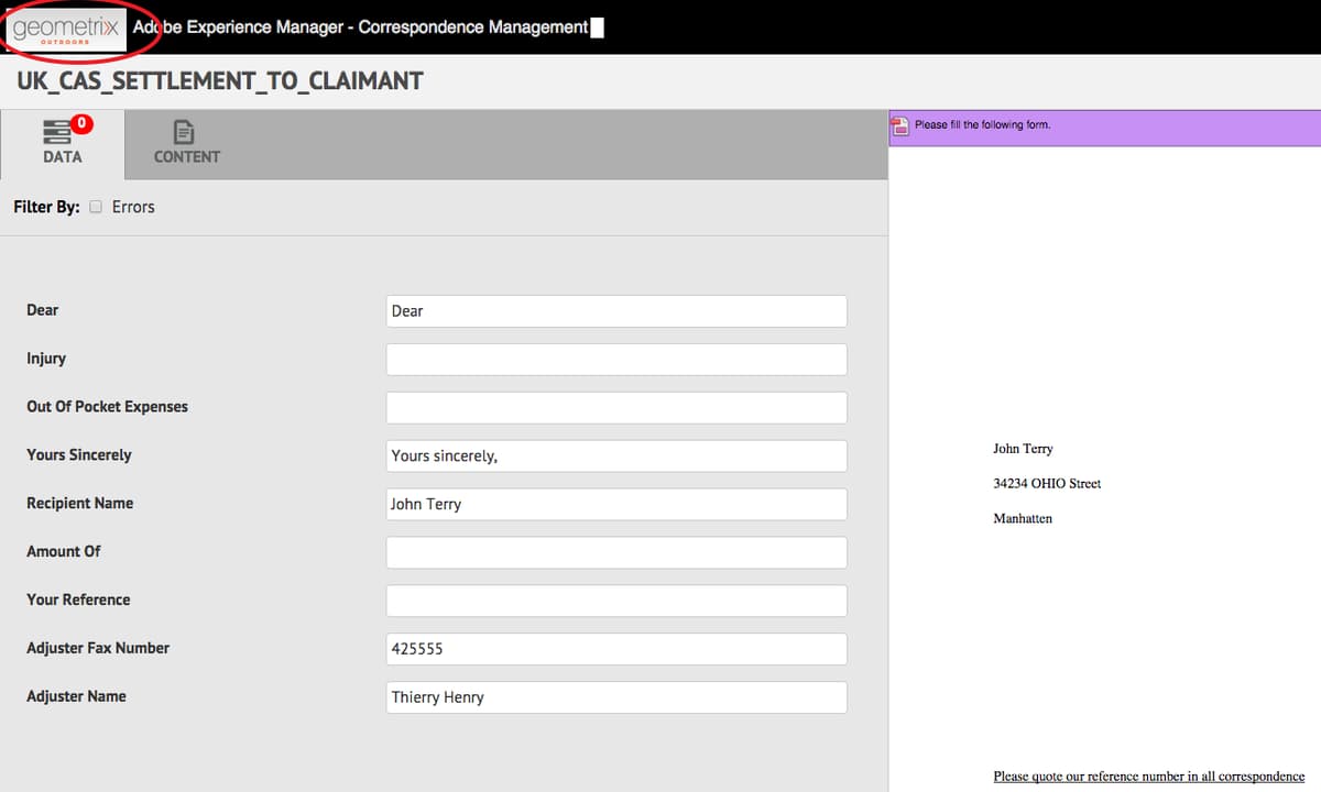 Personalizar la interfaz de usuario de Crear correspondencia | Adobe Experience Manager