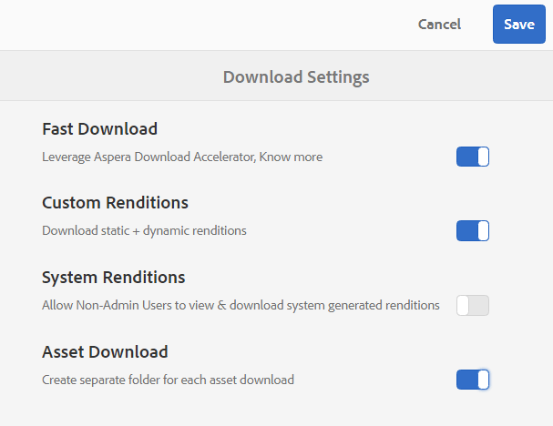 Acelerar las descargas de Brand Portal | Adobe Experience Manager