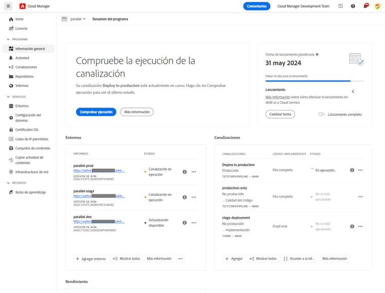 Administrar Entornos Adobe Experience Manager