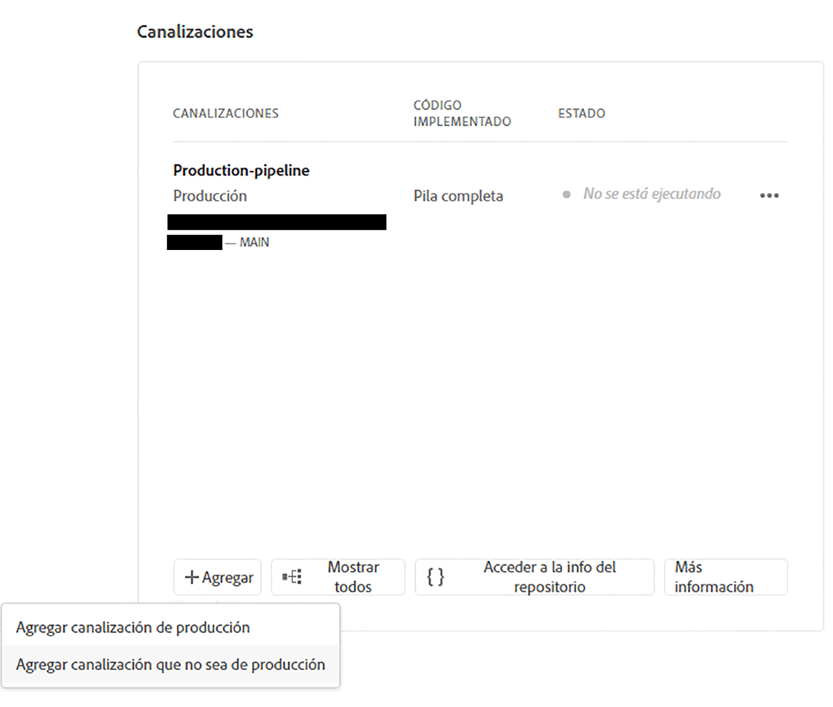 Configurar Canalizaciones Que No Sean De Producción Adobe Experience