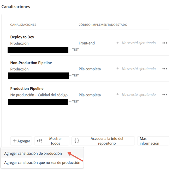 Agregar Una Canalización De Producción Adobe Experience Manager