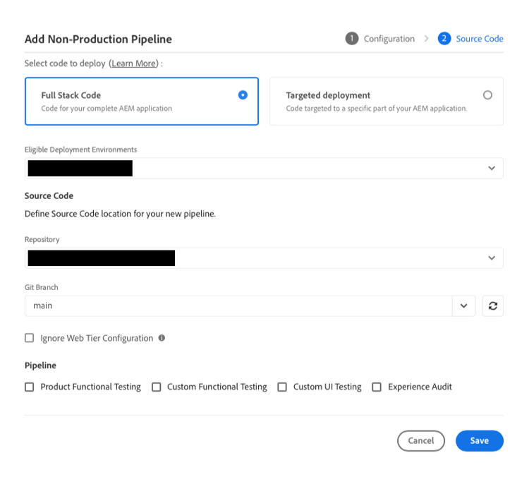 Agregar Una Canalización Que No Sea De Producción Adobe Experience
