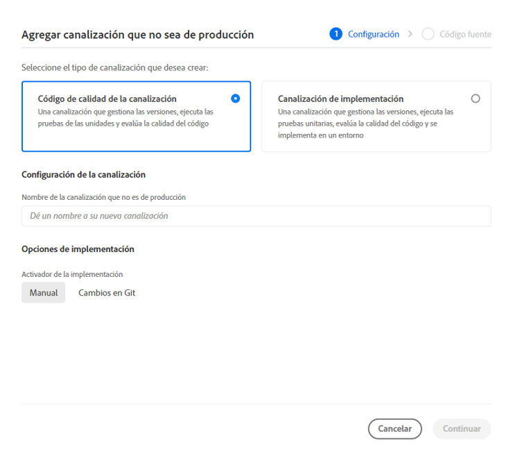 Agregar Una Canalización Que No Sea De Producción Adobe Experience