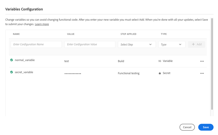 Variables De Canalización En Cloud Manager Adobe Experience Manager