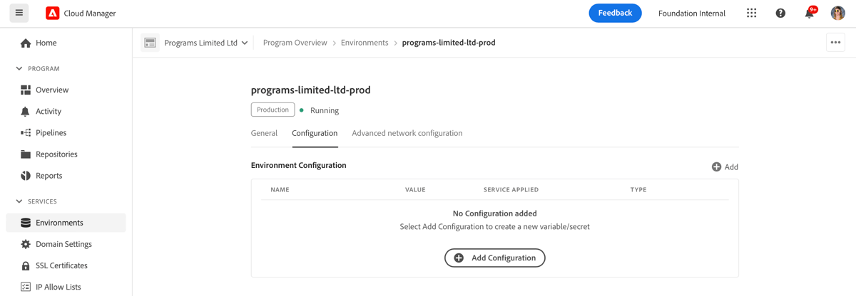 Variables De Entorno De Cloud Manager Adobe Experience Manager