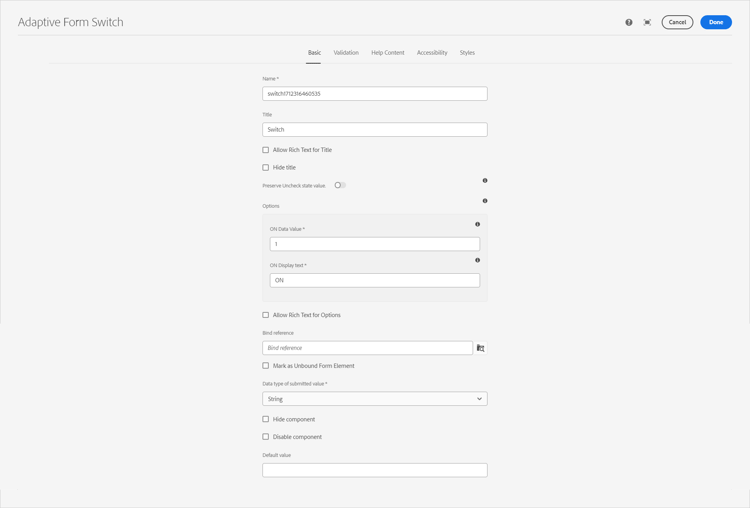 Adaptive Forms Core Component - Switch component | Adobe Experience Manager