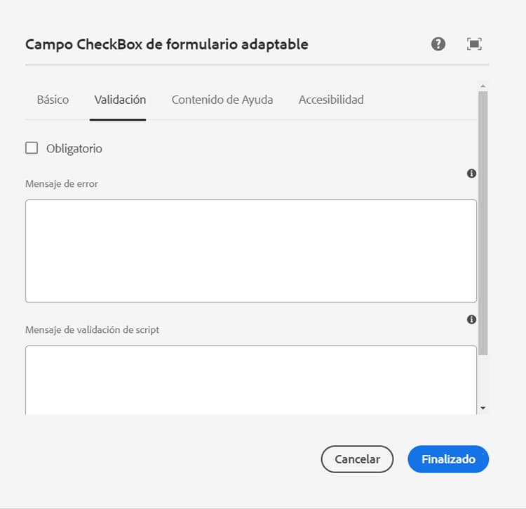 Componente principal de formularios adaptables: casilla de verificación | Adobe Experience Manager