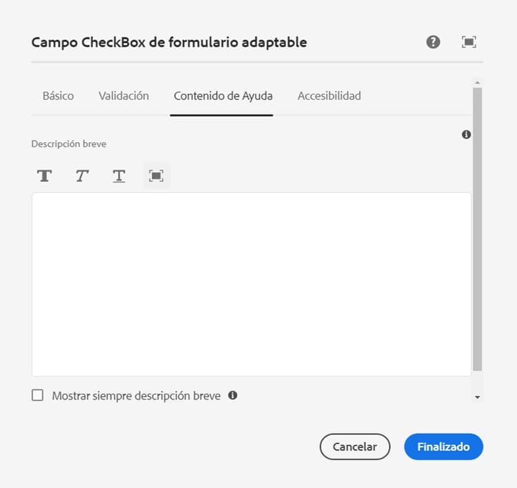 Componente principal de formularios adaptables: casilla de verificación | Adobe Experience Manager