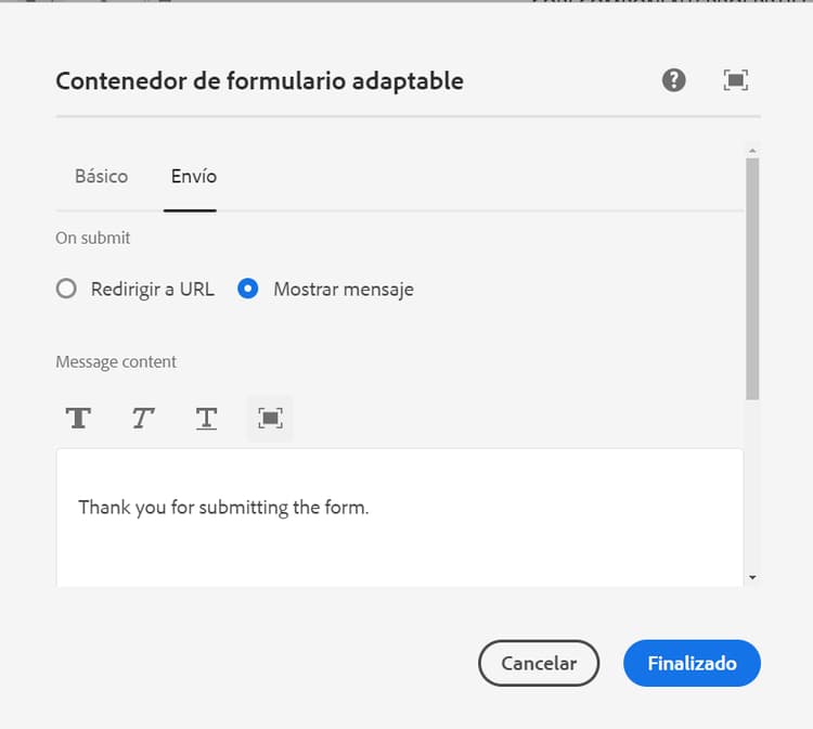 Componente principal de formularios adaptables: contenedor de ...