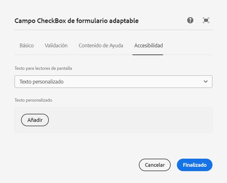 Componente principal de formularios adaptables: casilla de verificación | Adobe Experience Manager