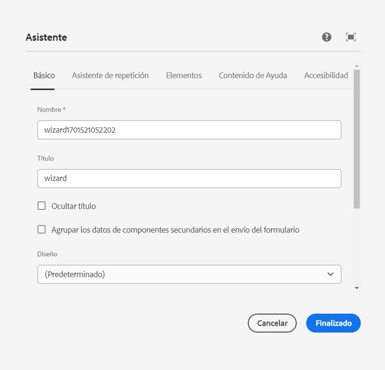 Componente principal de Formularios adaptables: asistente | Adobe Experience Manager