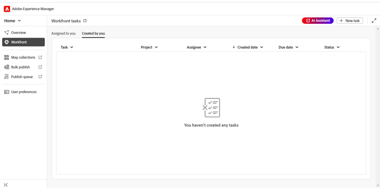 Integración de Workfront | Adobe Experience Manager