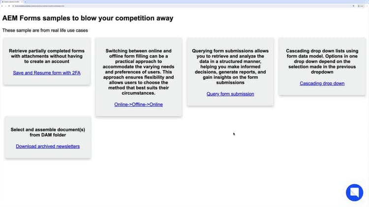 Uso de AEM Forms con el bot de chat | Adobe Experience Manager