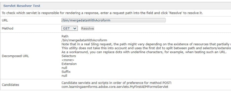 Creación del primer servlet en AEM Forms | Adobe Experience Manager