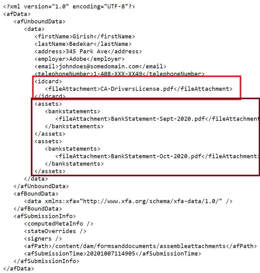 Montar archivos adjuntos del formulario | Adobe Experience Manager