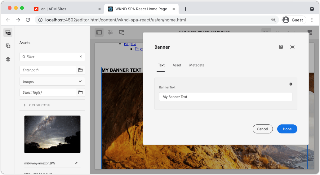 Ampliación de un componente principal | AEM SPA Introducción al Editor ...