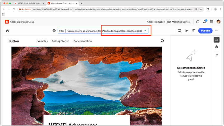 Previsualización de una extensión de editor universal | Adobe Experience Manager