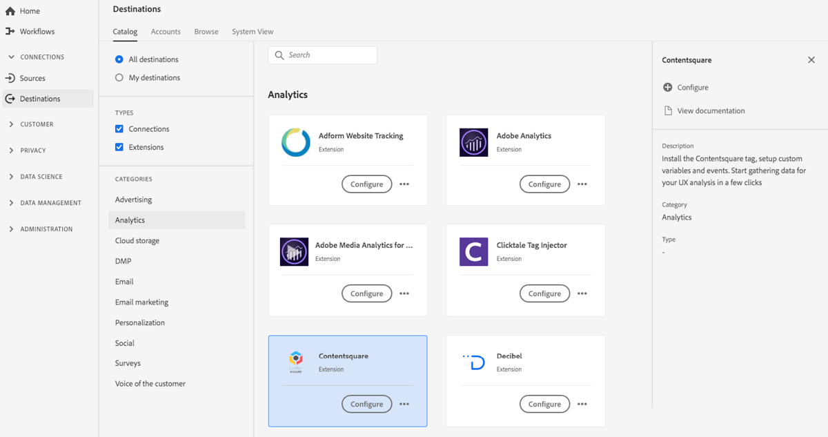 Extensión de Contentsquare | Adobe Experience Platform