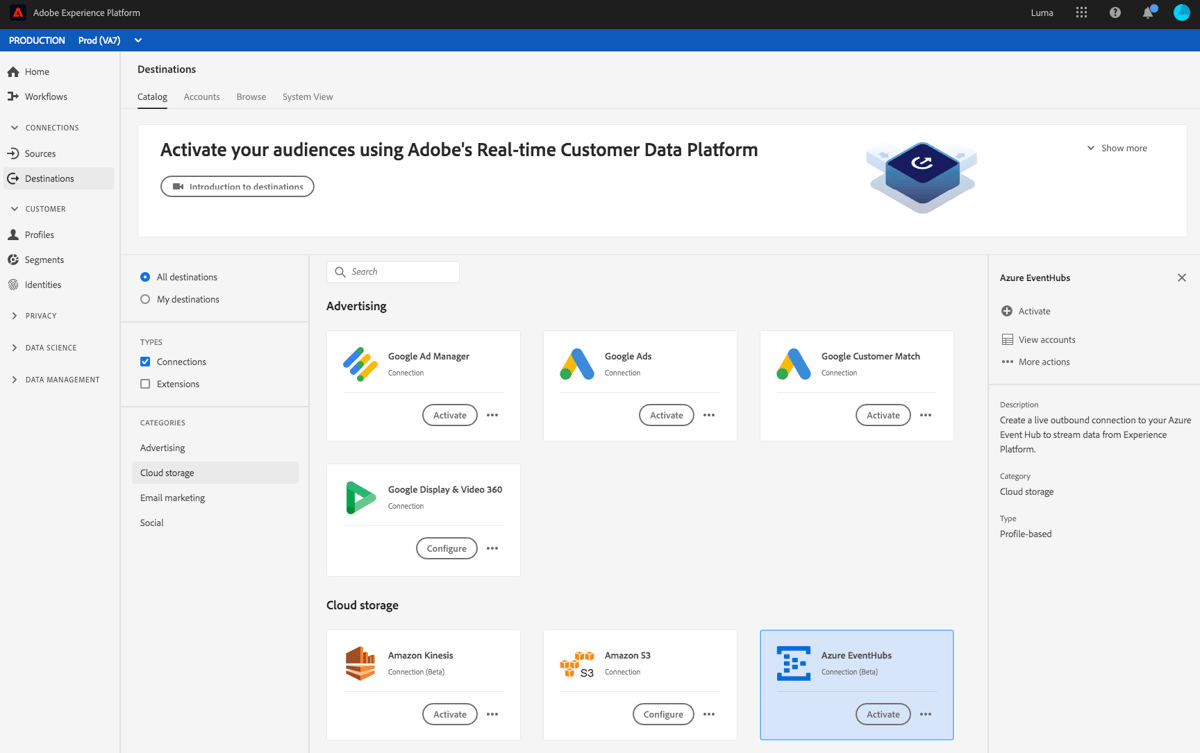 Conexión de Azure Event Hubs | Adobe Experience Platform