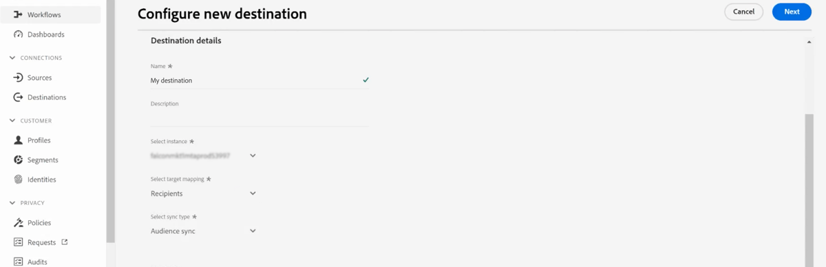 Conexión de Adobe Campaign Managed Cloud Services | Adobe Experience ...