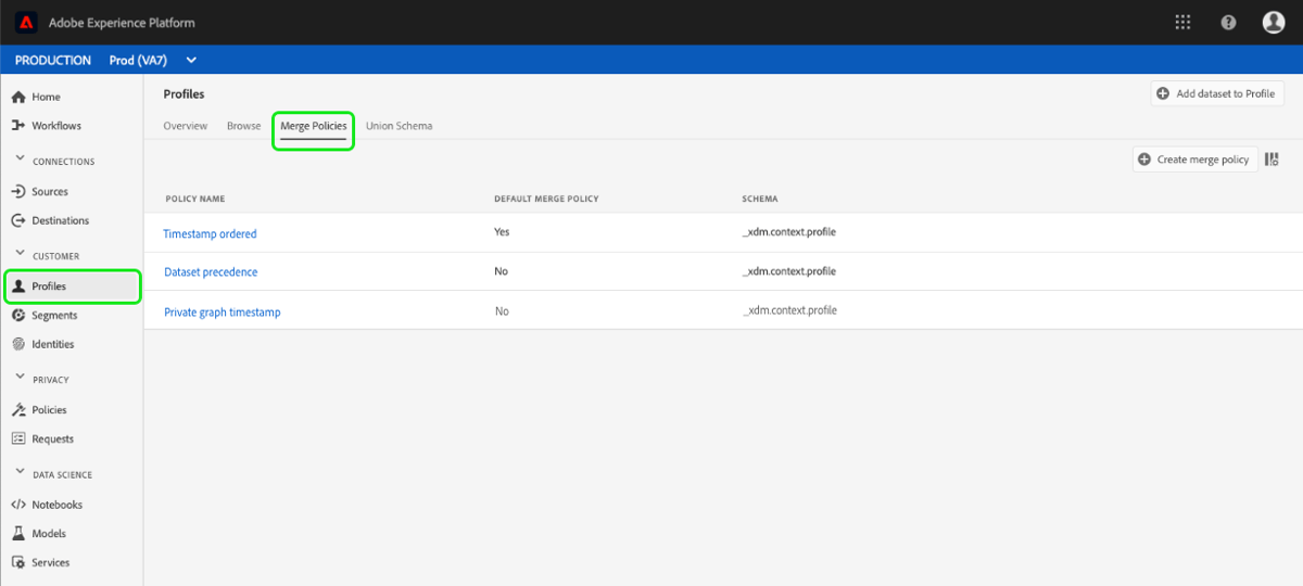 Guía de IU de políticas de combinación | Adobe Experience Platform