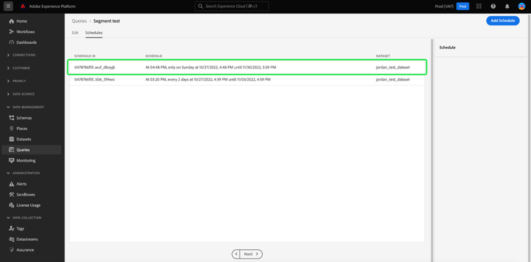 Horarios de consulta | Adobe Experience Platform