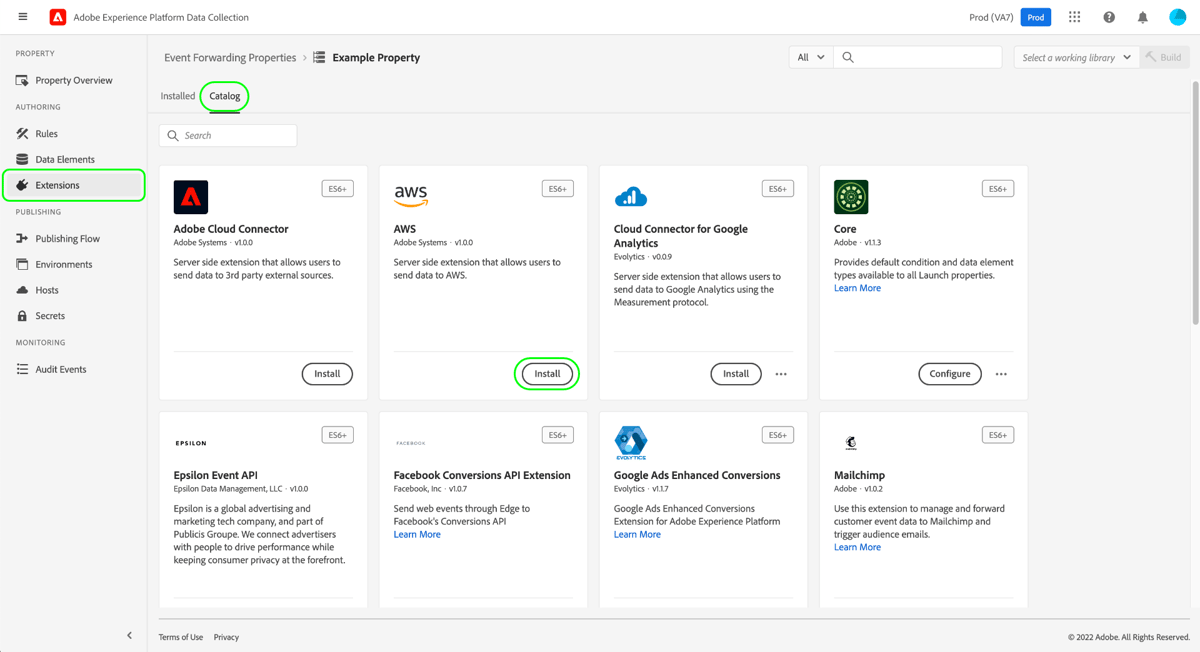 Información general sobre la extensión AWS | Adobe Data Collection