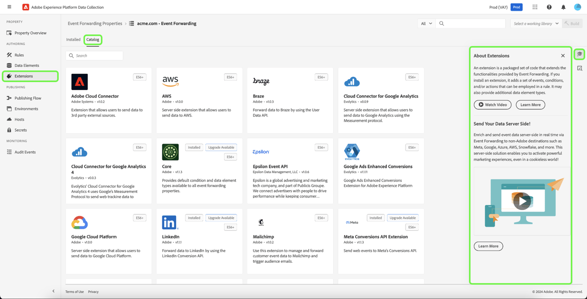 Extensiones | Adobe Data Collection