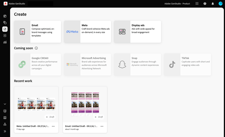 Información general de GenStudio para marketing de rendimiento Create | Adobe GenStudio for ...